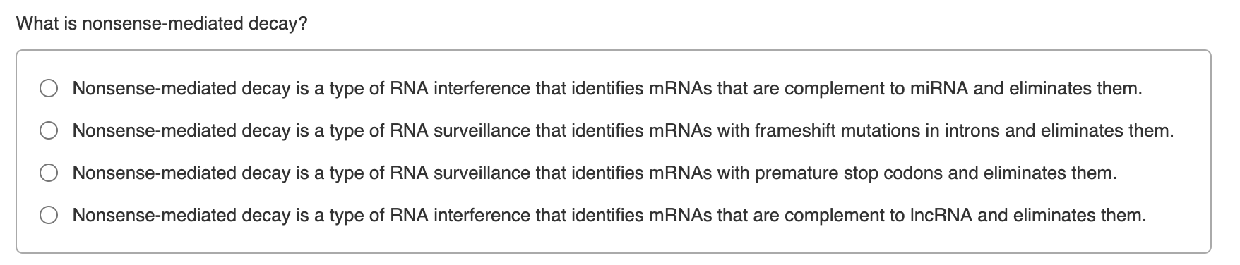 Solved What Is Nonsense mediated Decay Nonsense mediated Chegg solved-what-is-nonsense-mediated-decay-nonsense-mediated-chegg