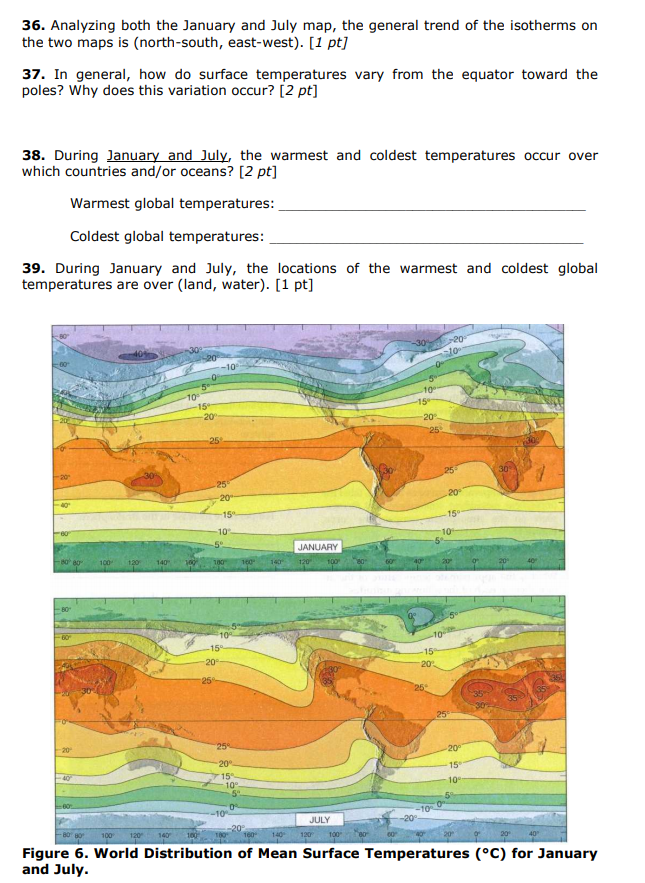 Solved 36. Analyzing both the January and July map, the | Chegg.com