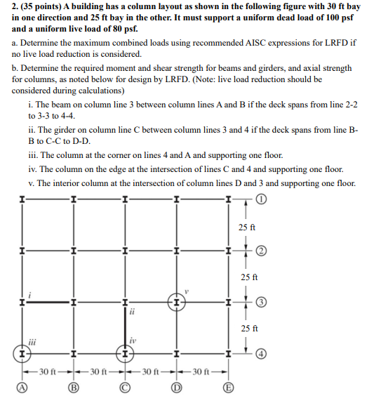 ( 35 ﻿points) ﻿A building has a column layout as | Chegg.com