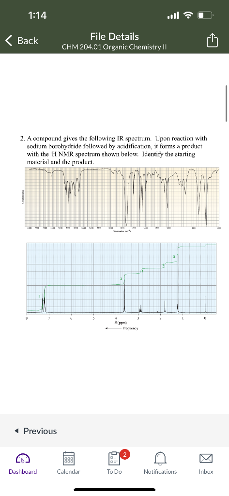 2. A compound gives the following IR spectrum. Upon | Chegg.com