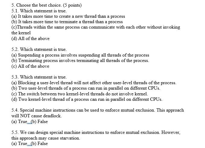 Solved 5. Choose the best choice. ( 5 points) 5.1. Which | Chegg.com