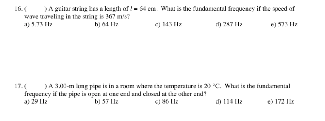 Solved 16. ( ) A guitar string has a length of l=64 cm. What | Chegg.com