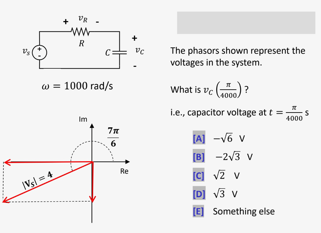 Solved The phasors shown represent the voltages in the | Chegg.com