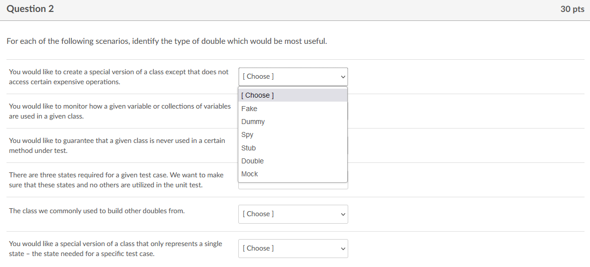Solved For each of the following scenarios, identify the | Chegg.com