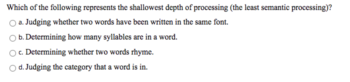 Solved Which of the following represents the shallowest | Chegg.com