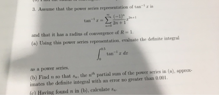 Solved 3. Assume that the power series representation of tan | Chegg.com