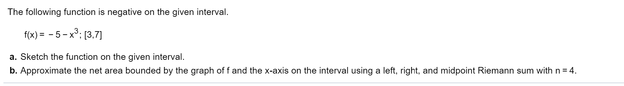 Solved The following function is negative on the given | Chegg.com