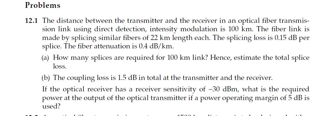 Solved Problems12.1 ﻿The distance between the transmitter | Chegg.com