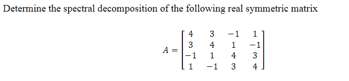 Solved Determine the spectral decomposition of the following | Chegg.com