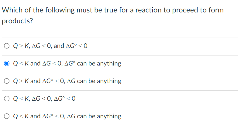 Solved Which of the following must be true for a reaction to | Chegg.com