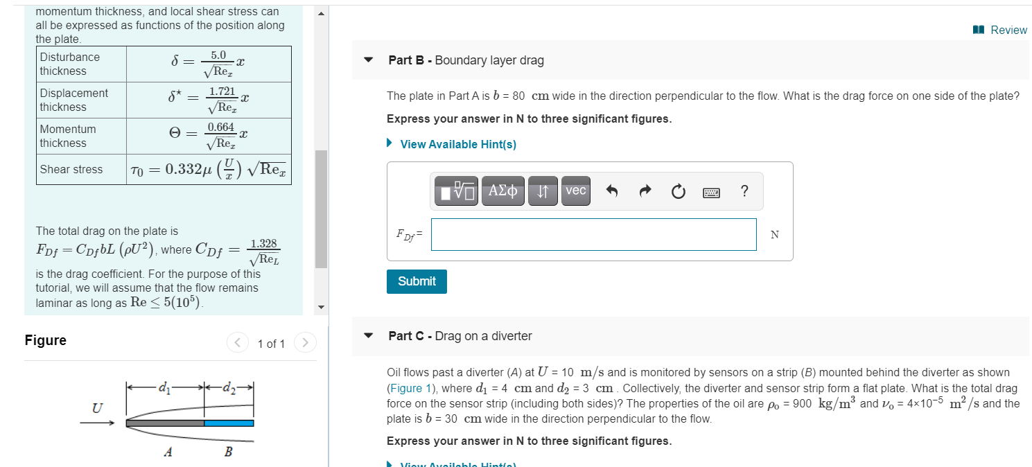 Solved Review Learning Goal: To calculate the boundary layer | Chegg.com