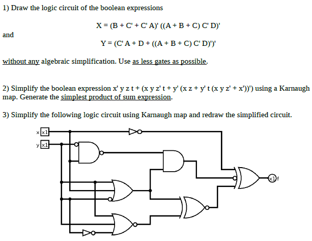 Solved 1) Draw the logic circuit of the boolean expressions | Chegg.com