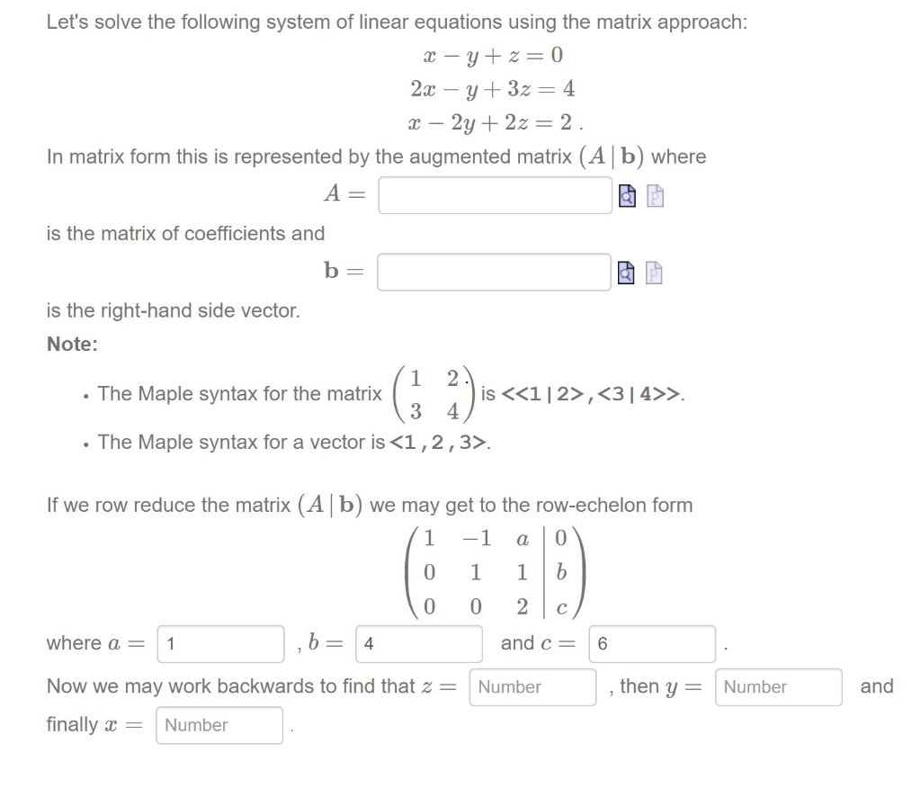 Solved Let's solve the following system of linear equations | Chegg.com