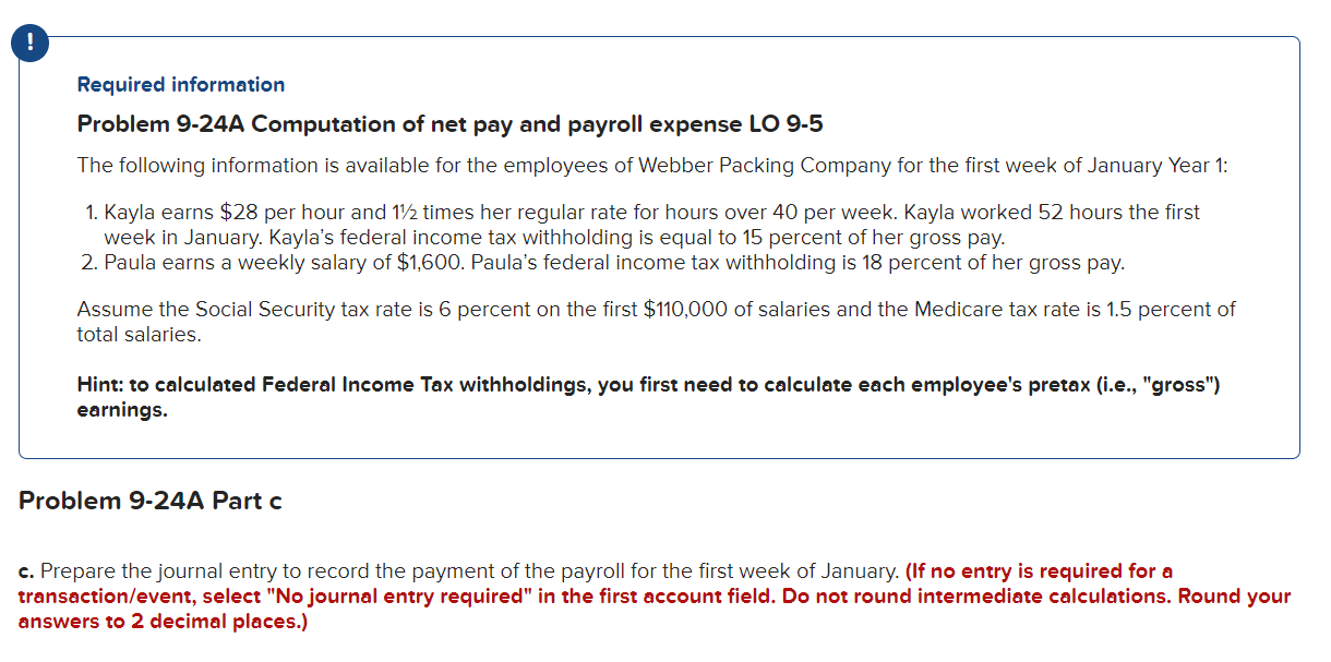 Solved ! Required information Problem 9-24A Computation of | Chegg.com