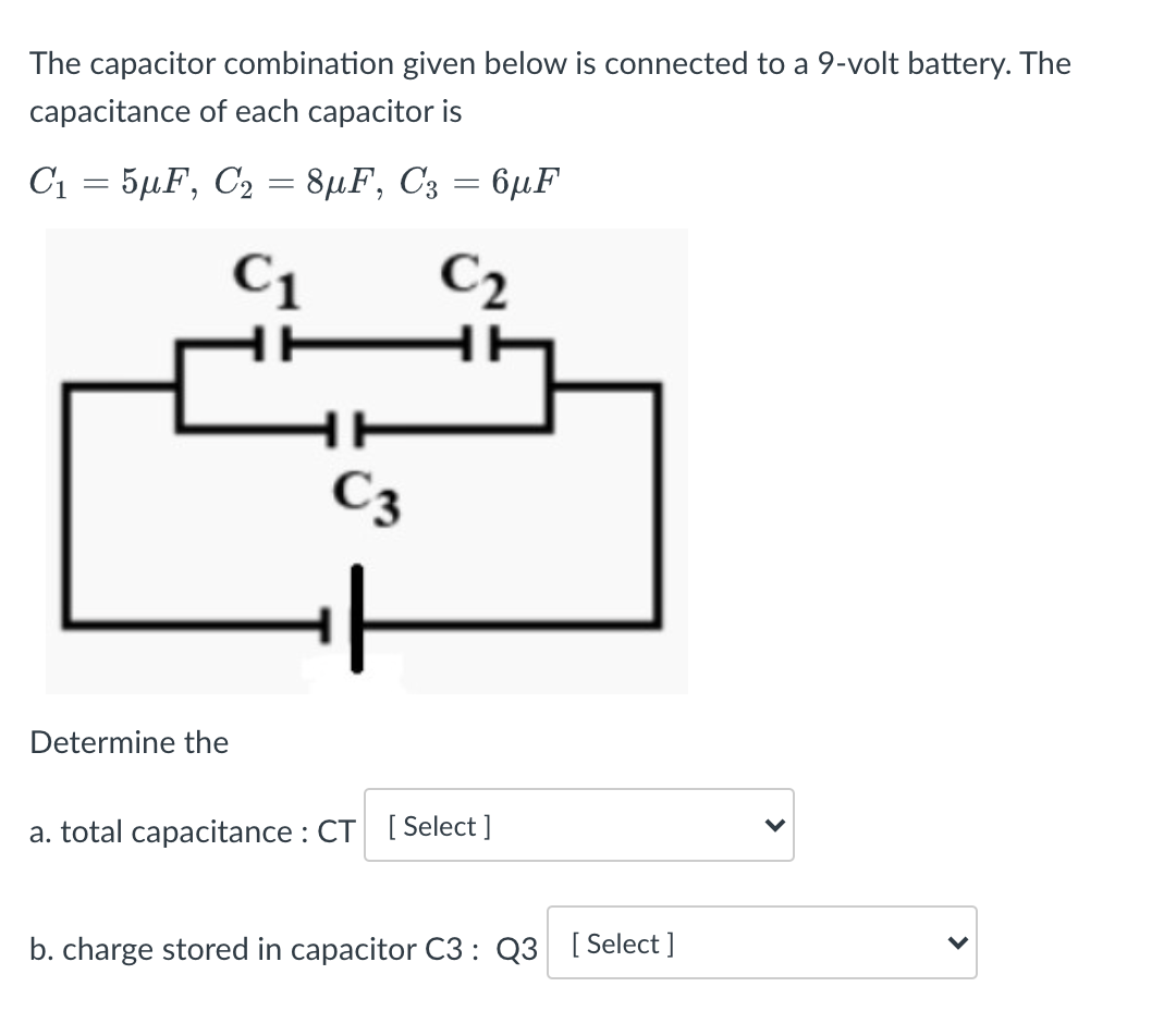 Solved The capacitor combination given below is connected to | Chegg.com