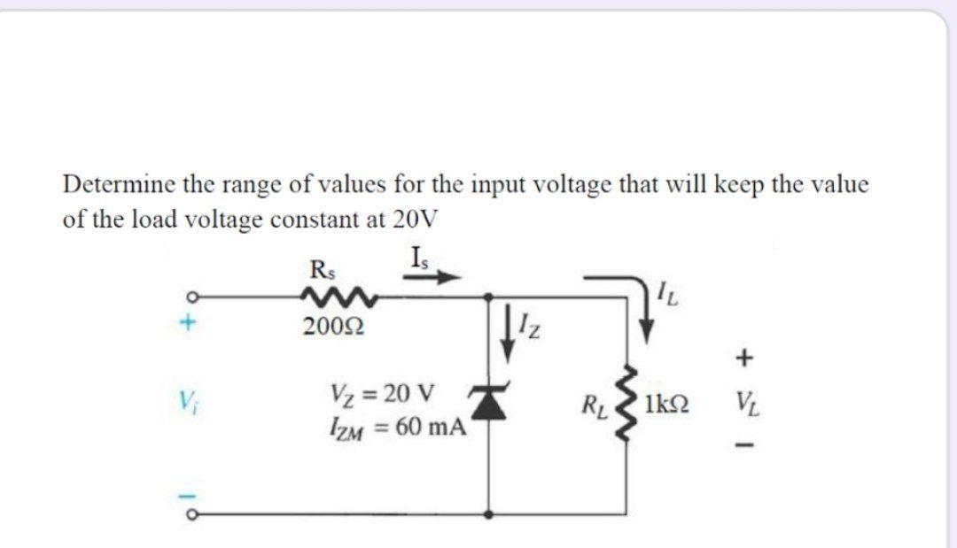 Solved Determine the range of values for the input voltage | Chegg.com