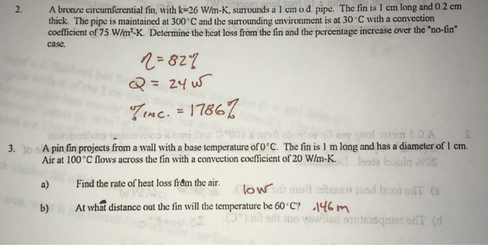 Solved 2. A bronze circumferential fin, with k-26 Wm-K, | Chegg.com