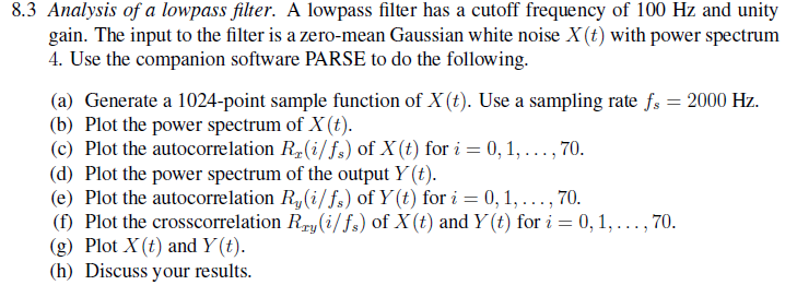 8.3 Analysis of a lowpass filter. A lowpass filter | Chegg.com