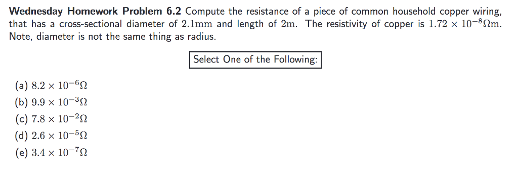 Solved Wednesday Homework Problem 6.2 Compute the resistance | Chegg.com