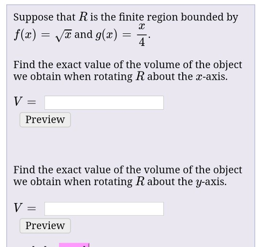 Solved Suppose that R is the finite region bounded by f(x) = | Chegg.com