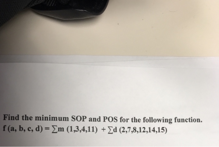 Solved Find the minimum SOP and POS for the following | Chegg.com