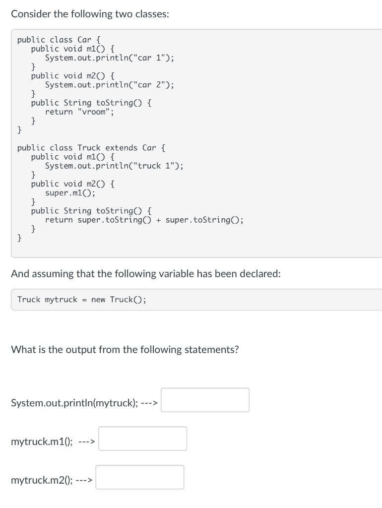 Solved Consider the following two classes: public class Car | Chegg.com
