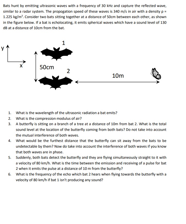 Solved Bats hunt by emitting ultrasonic waves with a | Chegg.com