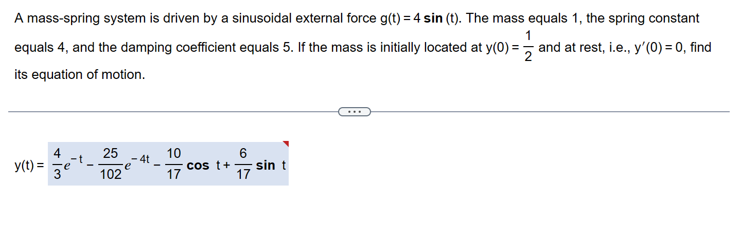 Solved A Mass Spring System Is Driven By A Sinusoidal