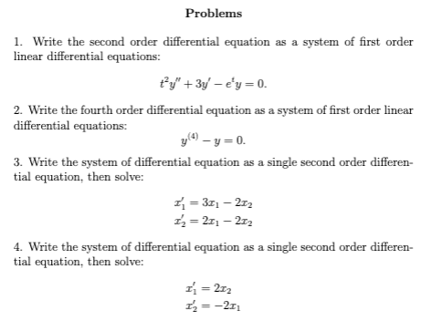Solved 7.1 Systems of Differential Equations 1. Write the | Chegg.com