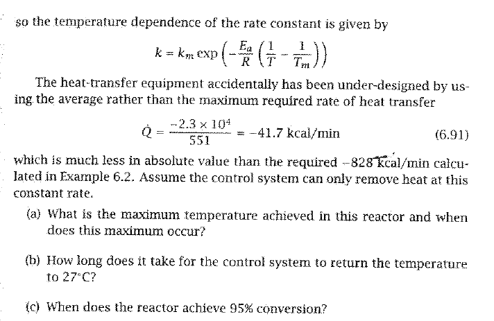 Example 6.2: Liquid-phase batch reactor The | Chegg.com