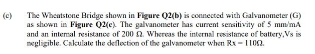 Solved The Wheatstone Bridge shown in Figure Q2(b) is | Chegg.com