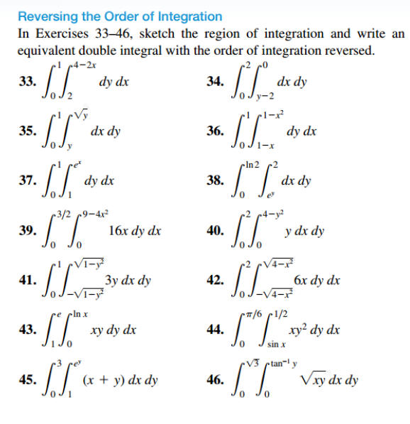 Solved Reversing the Order of Integration In Exercises | Chegg.com