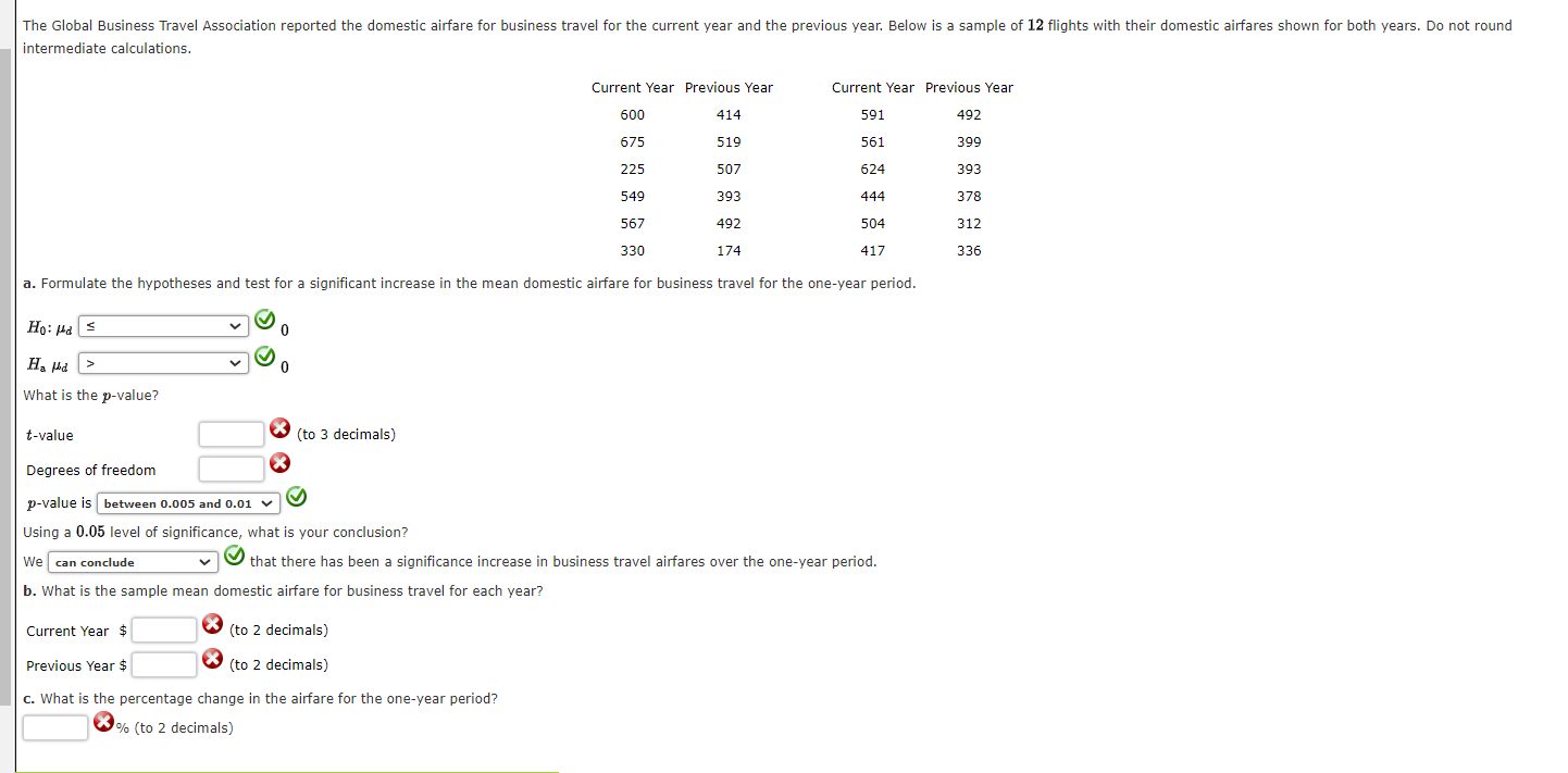 Solved intermediate calculations. Current Year | Chegg.com