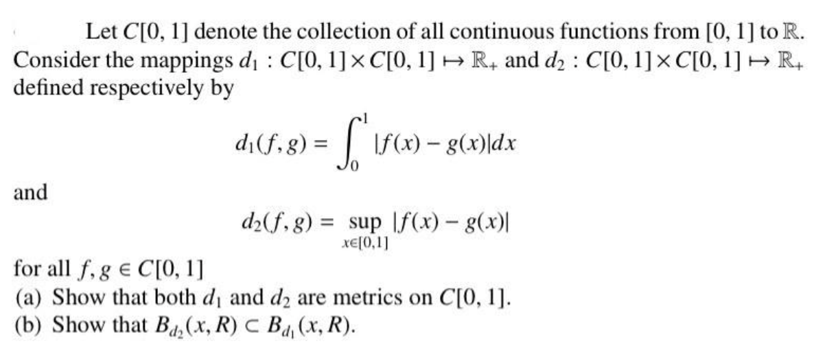 Solved Let C[0,1] denote the collection of all continuous | Chegg.com