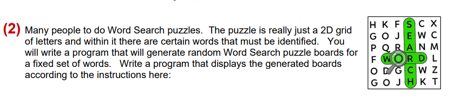 Solved 2) Many people to do Word Search puzzles. The puzzle | Chegg.com