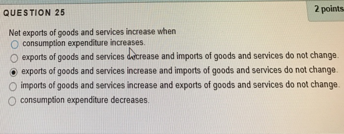 Solved Net exports of goods and services increase when | Chegg.com