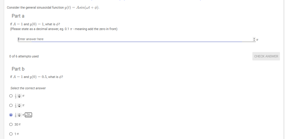 Solved Consider the general sinusoidal function y(t)-Asin | Chegg.com