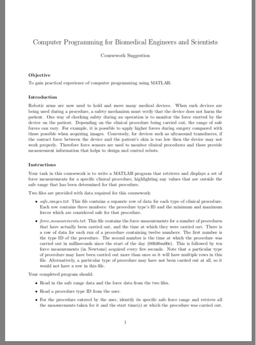 Computer Programming for Biomedical Engineers and | Chegg.com