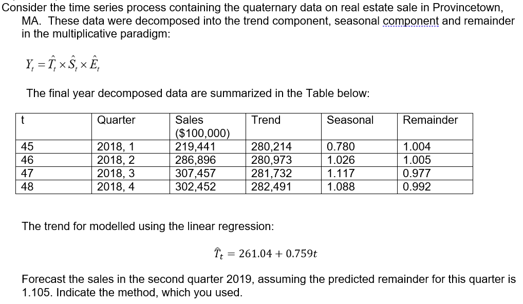 Solved Consider the time series process containing the | Chegg.com