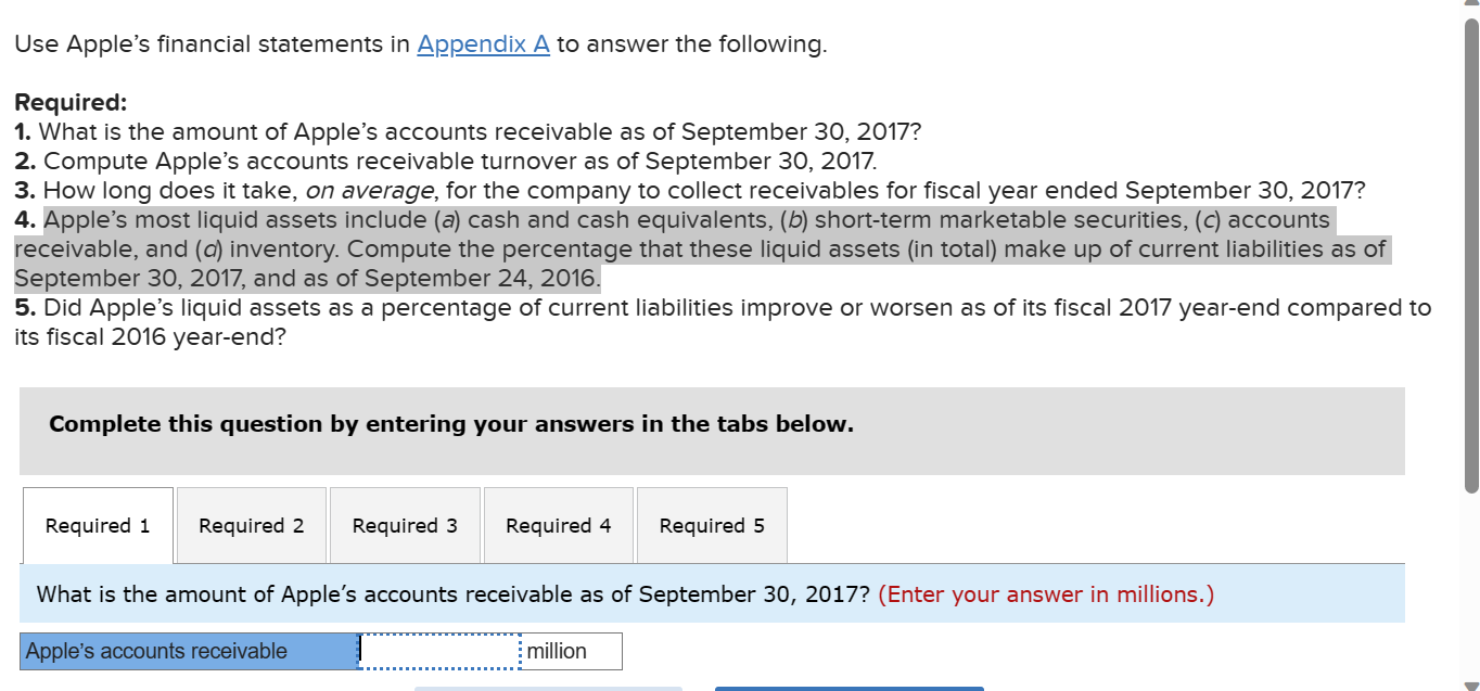 Use Apple’s financial statements in Appendix A to | Chegg.com