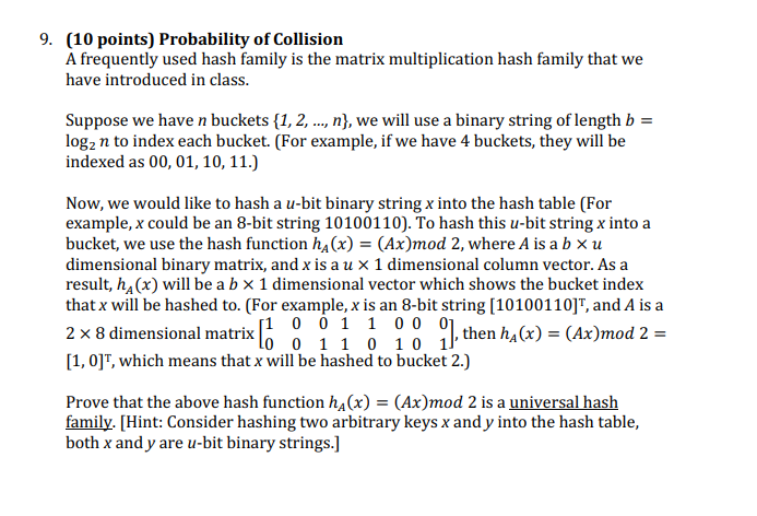 Solved (10 points) Probability of Collision A frequently | Chegg.com