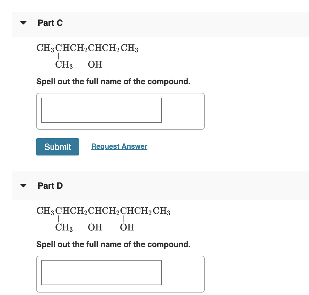 Solved Part B CH3 CH3C CH2CH2CH2C1 OH Spell out the full | Chegg.com