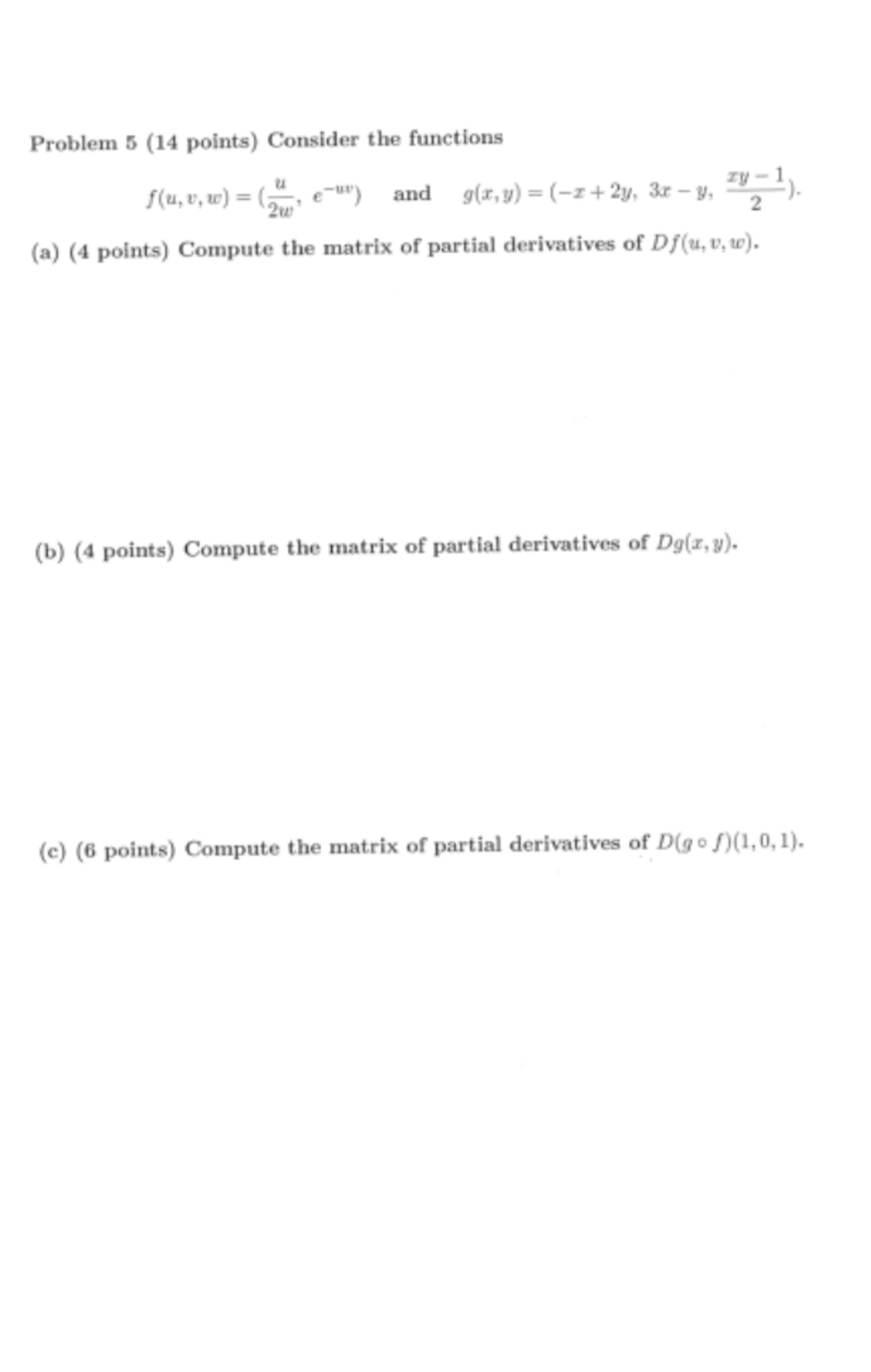 Solved Problem 5 (14 points) Consider the functions | Chegg.com