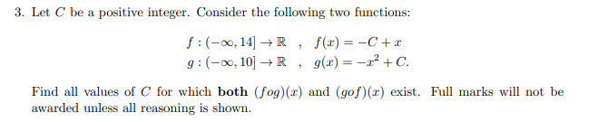 Solved 3. Let C be a positive integer. Consider the | Chegg.com