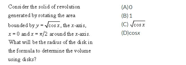 Solved (A)O (B)1 Consider the solid of revolution generated | Chegg.com