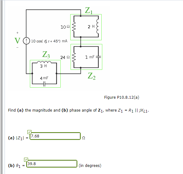 Solved IN 102 ş V 10 cos( 61 +45°) mA 23 24 25 1 m 3H 4 m | Chegg.com