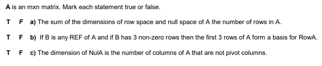Solved A is an mxn matrix. Mark each statement true or | Chegg.com