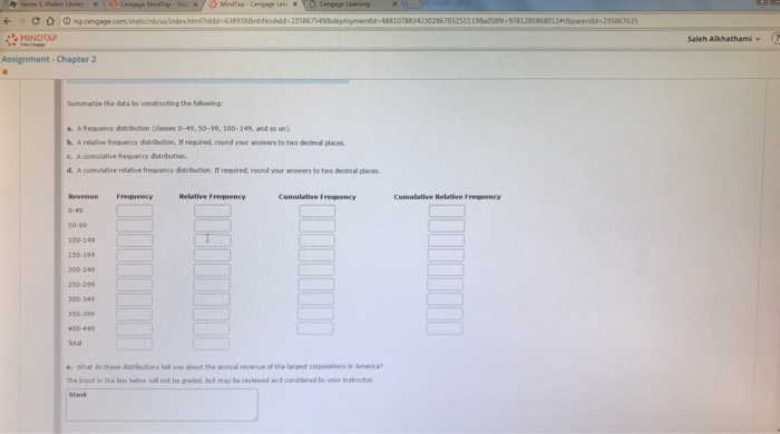 Assignment- Chapter 2 nnual revenue, Shown below are | Chegg.com