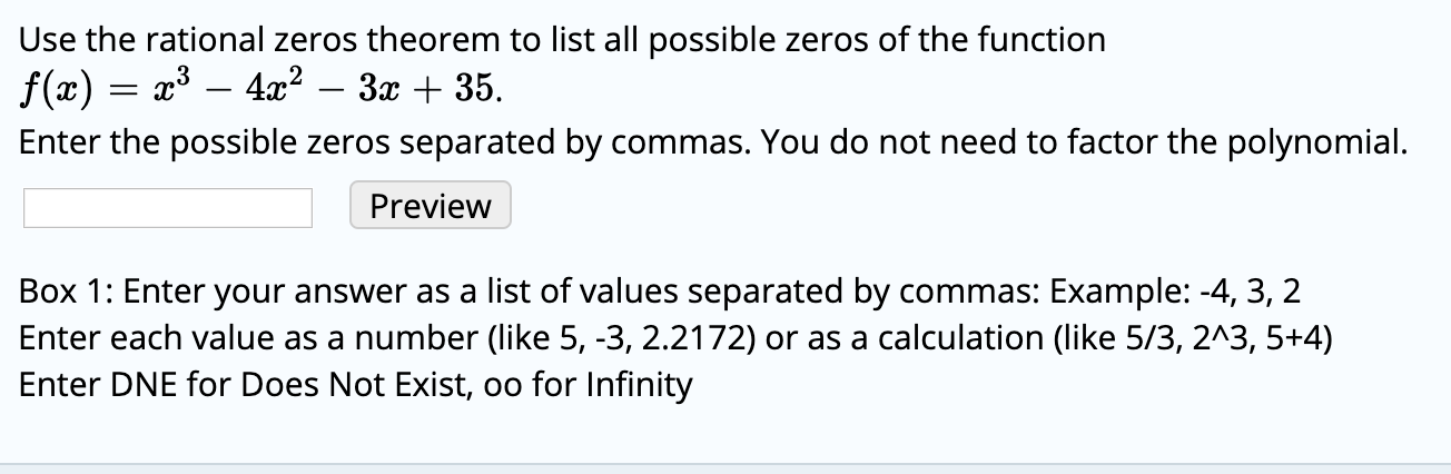 Solved Use the rational zeros theorem to list all possible | Chegg.com