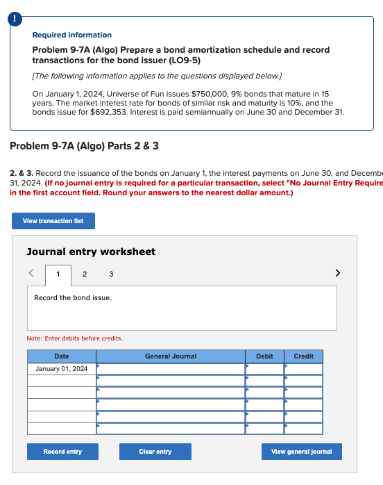 Solved !Required informationProblem 9-7A (Algo) ﻿Prepare a | Chegg.com